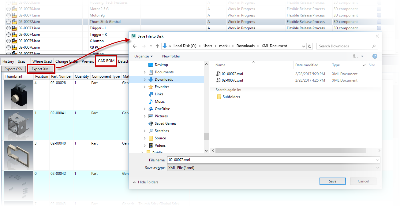 Vault Data Standard - Speichern von CAD Stücklisten (CAD-BOM) in Excel / *.csv oder *.XML Dateien