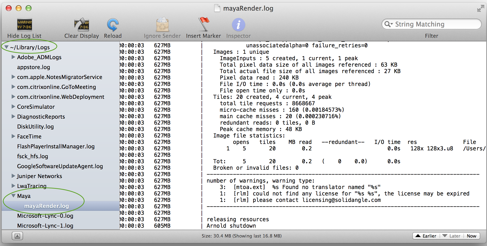 [OSX] Getting Arnold logs for batch renders with MtoA in Maya