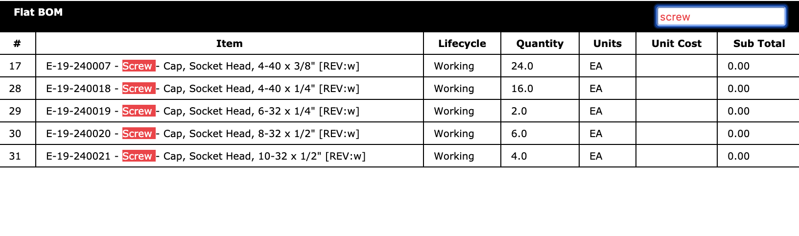 Advanced PrintViews in FLC: Dynamic filtering in Flat BOM display
