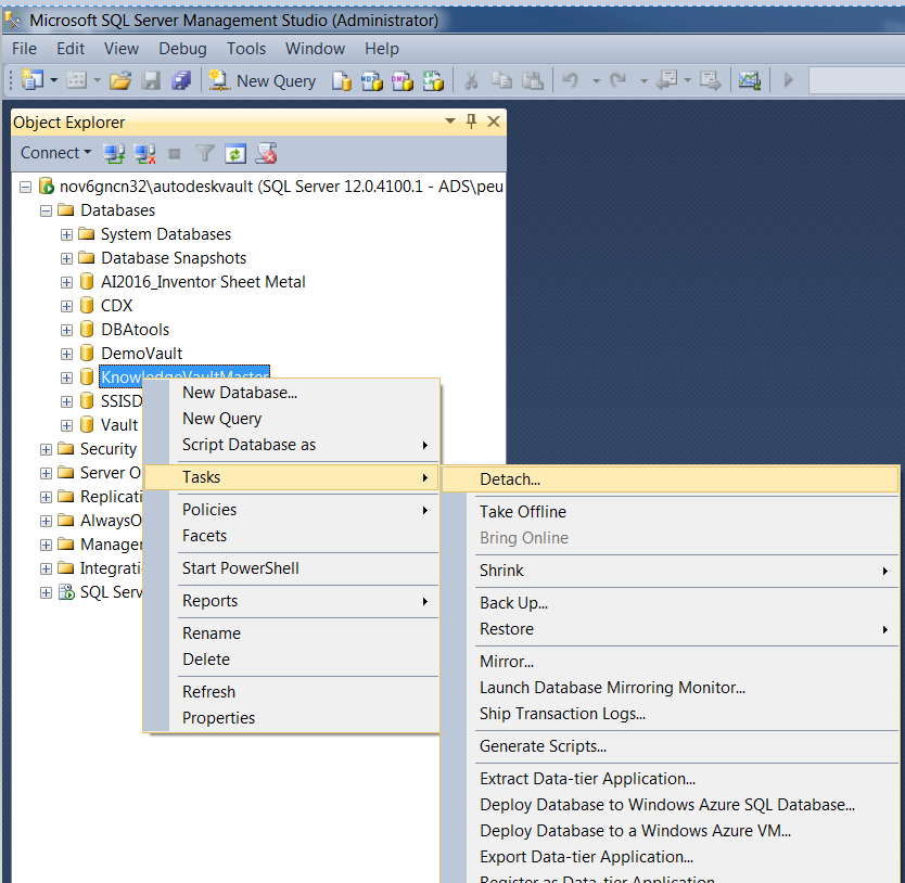 Migrating Your Autodesk Vault Server using ADMS Detach and Attach