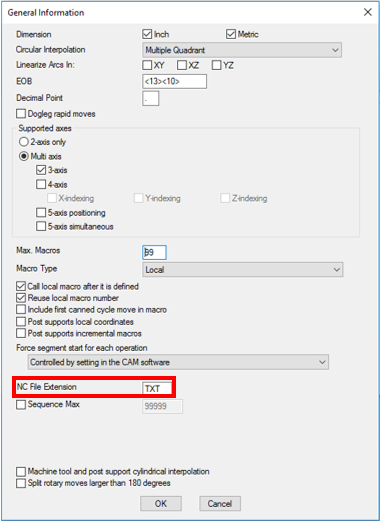 Changing the NC File Extension