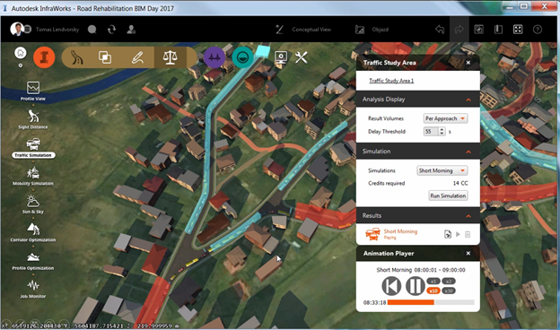 Simulate and visualize traffic flow during road rehabilitation