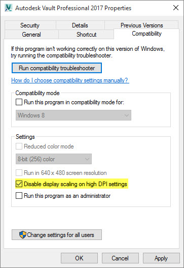 Working with Vault with High DPI Settings