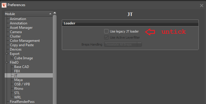 How to open Team Centre JT v10.* files in VRED 2018 onwards