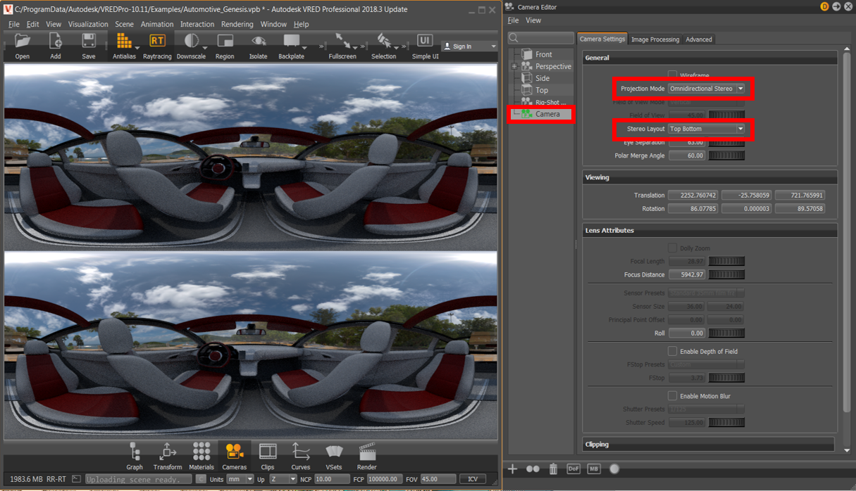 Omnidirectional Stereo Rendering for Youtube/Cardboard with Vred
