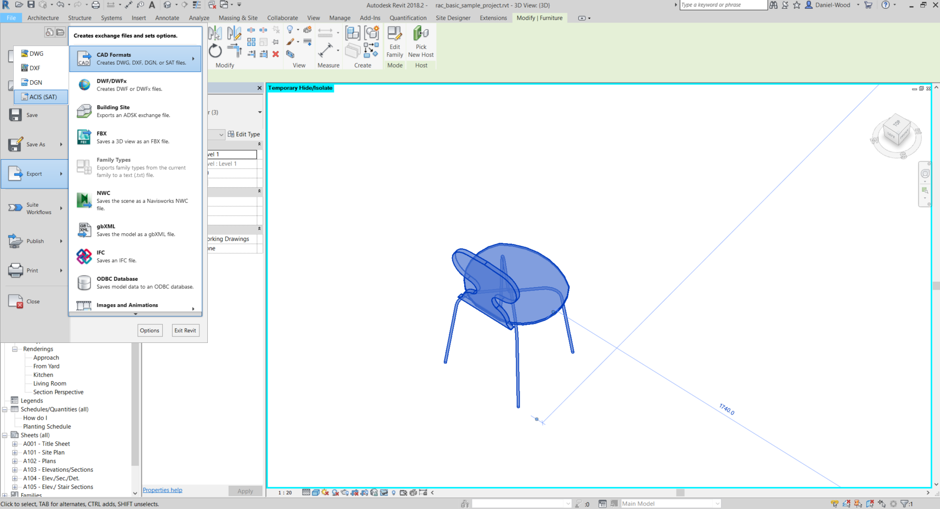 Easily share Revit content by exporting it as SAT files (ACIS)