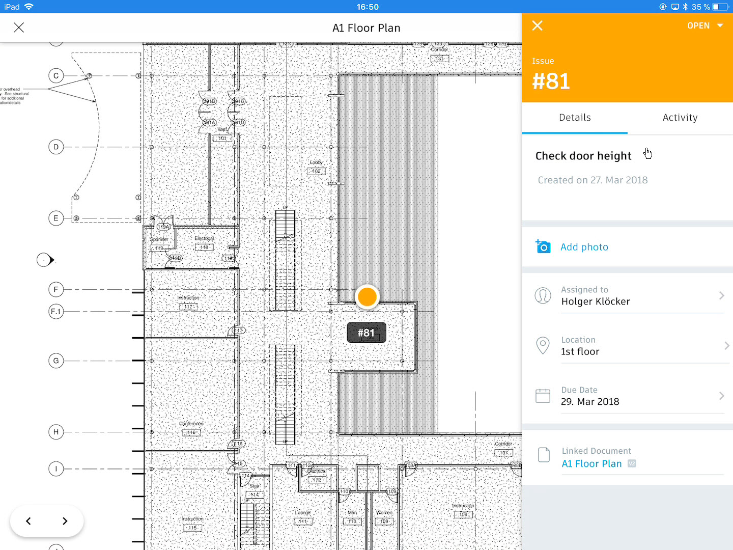 Construction - Site Management - On-site issue creation workflows