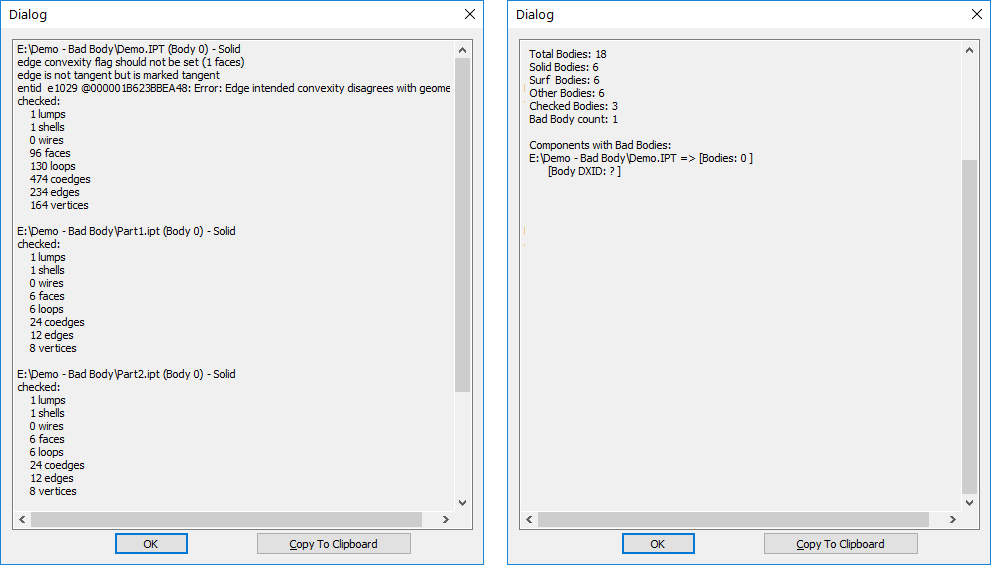How to check if your part or assembly will contain problematic data