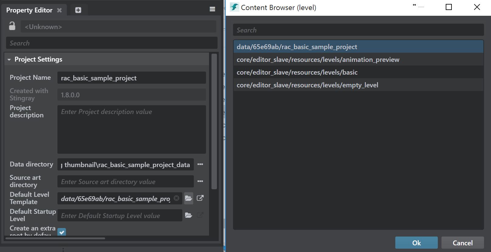 Starting Stingray project with a specific level