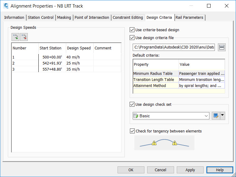 Use Civil 3D to design rail alignments