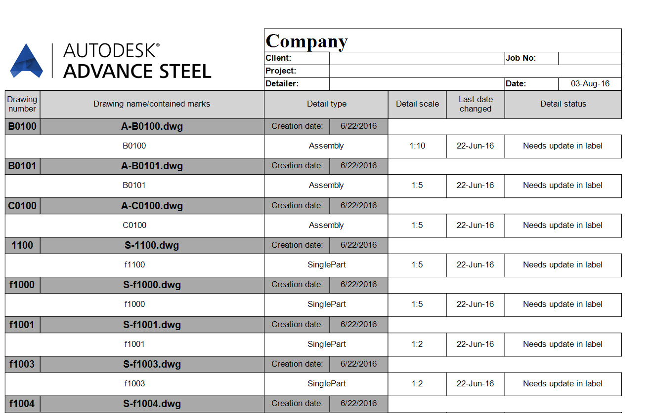 Advance Steel - Part B Revisions - Drawing numbers as part / assembly ...