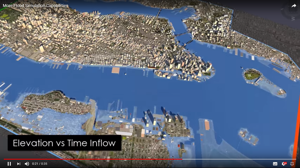 Simulate a flood in an infrastructure model to minimize risks