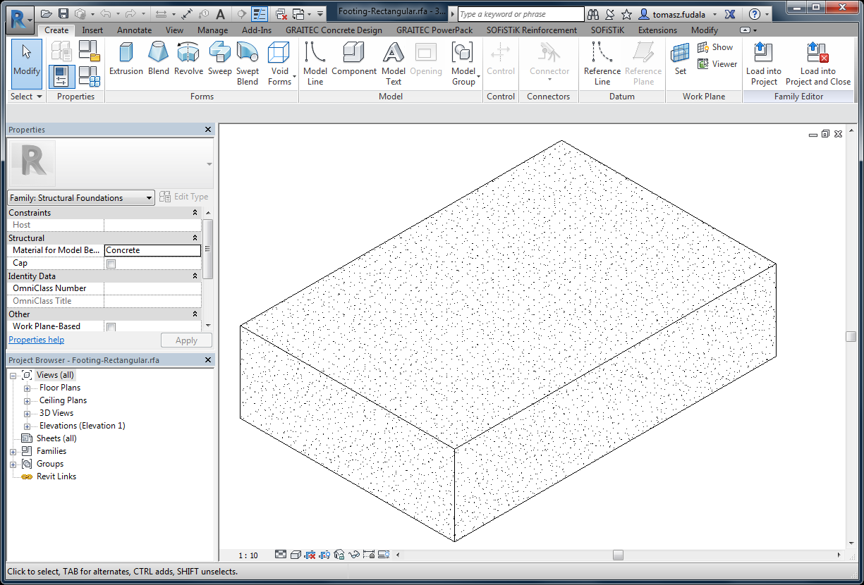 Stepped Reinforced Concrete Foundations in Revit