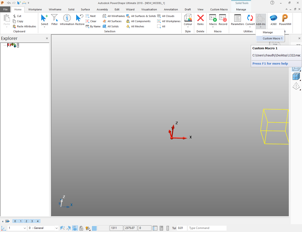 How to add a custom macro in Autodesk PowerShape 2018?