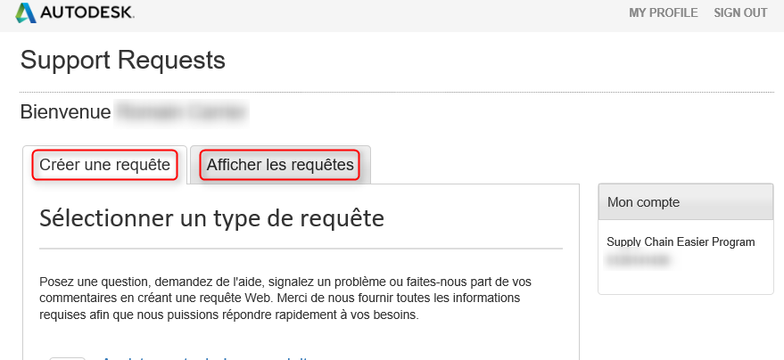 Comment créer une requête de support