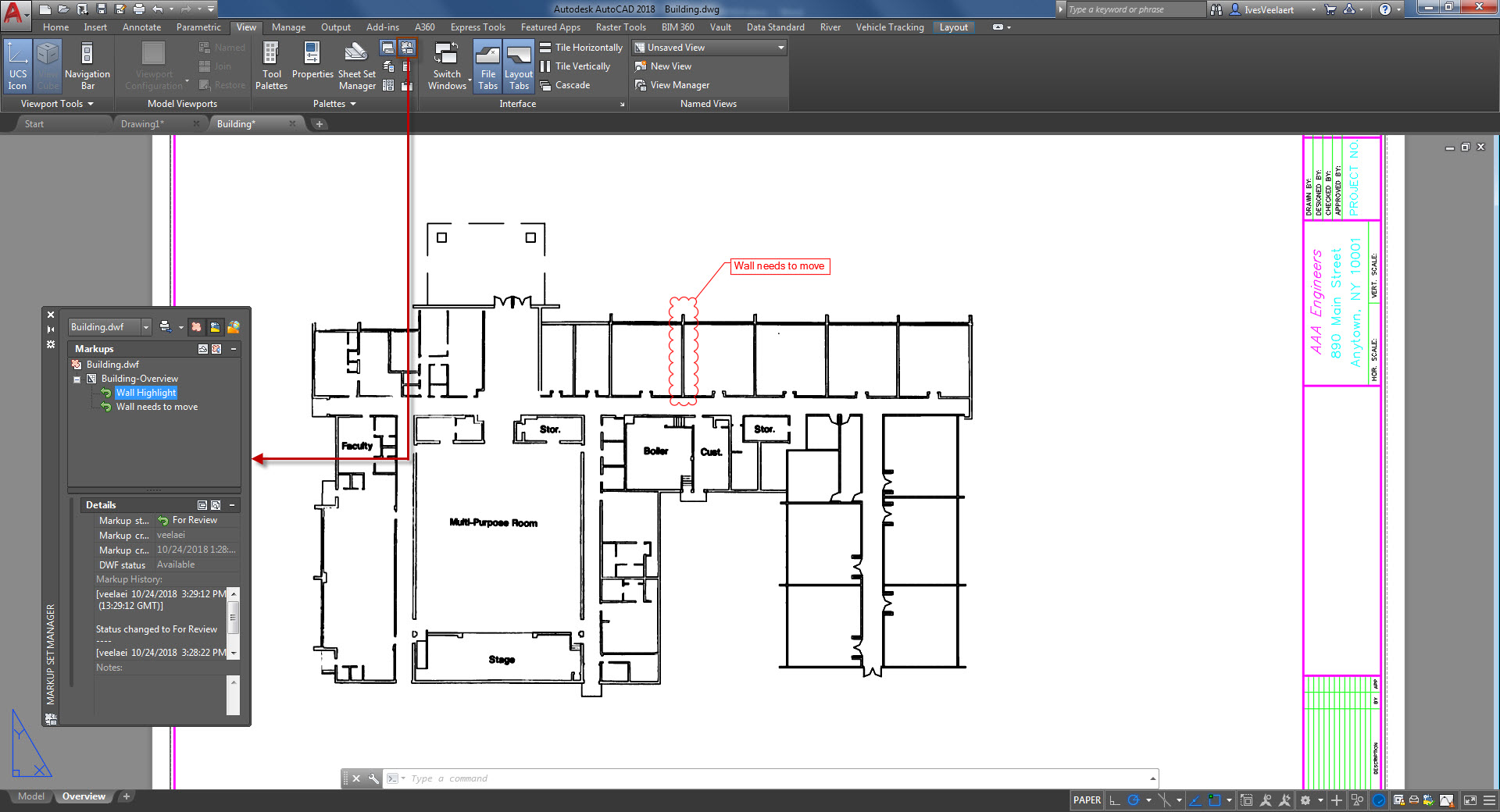 Structured construction design reviews in AutoCAD