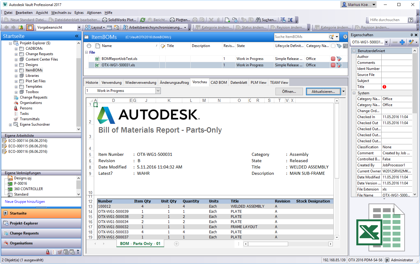 Item BOM Reports Job - Automate Report Creation / File Links / Sharing