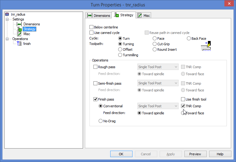 Tool Nose Radius compensation in FeatureCAM