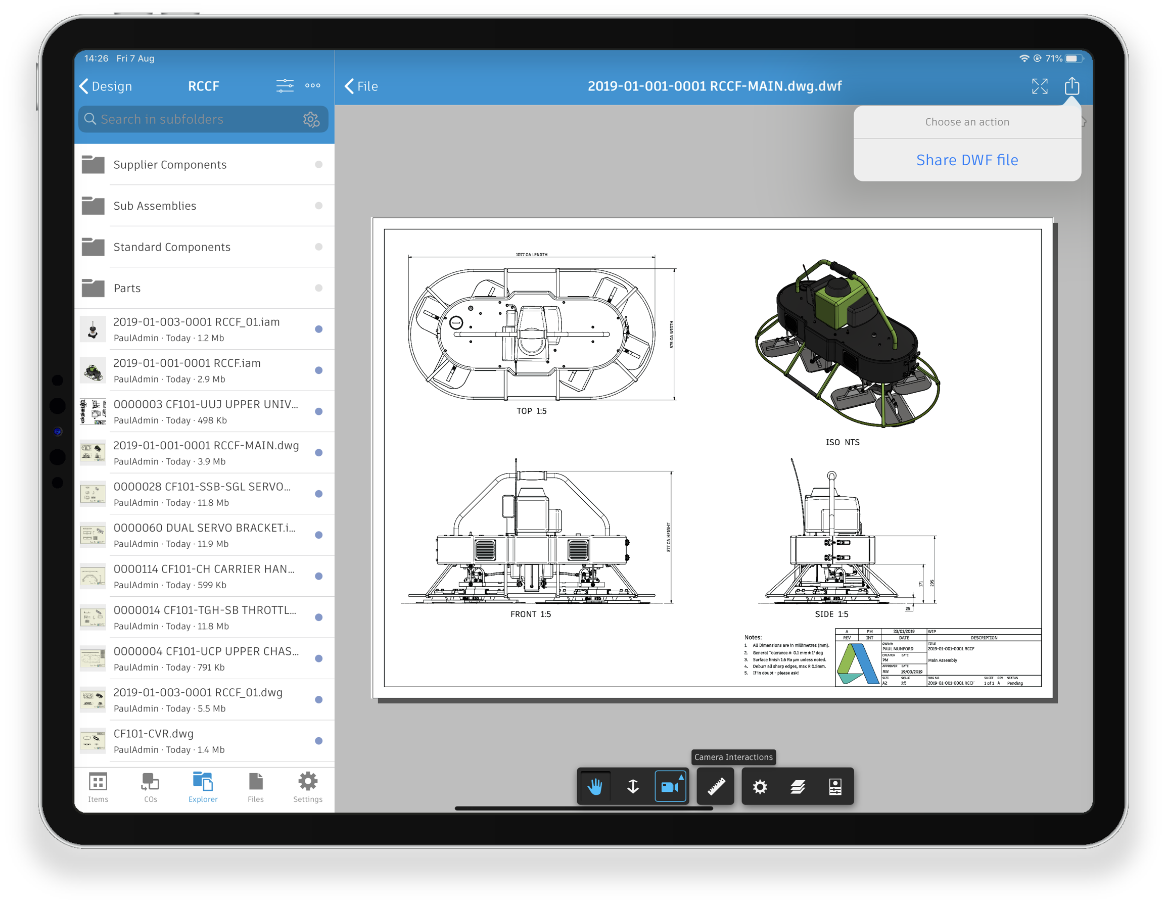The Autodesk Vault mobile app