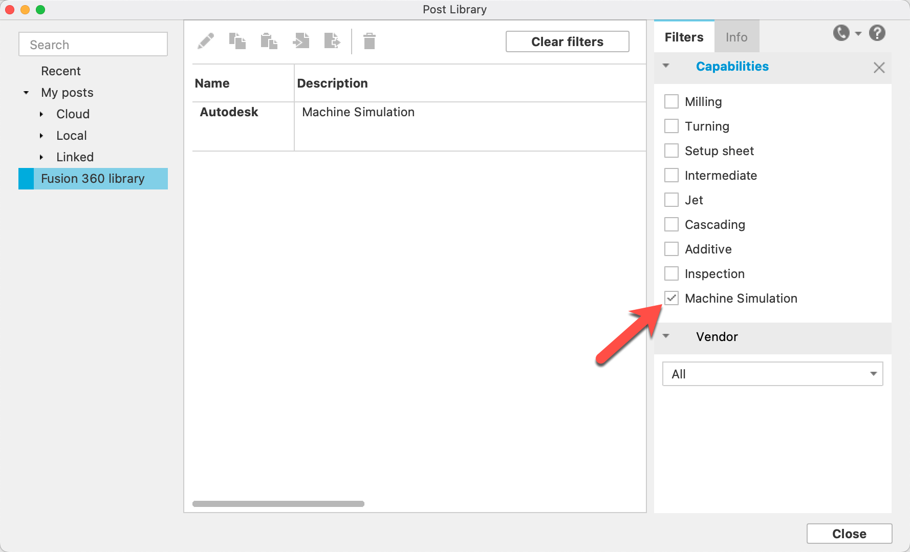 Configuring a post processor for machine simulation