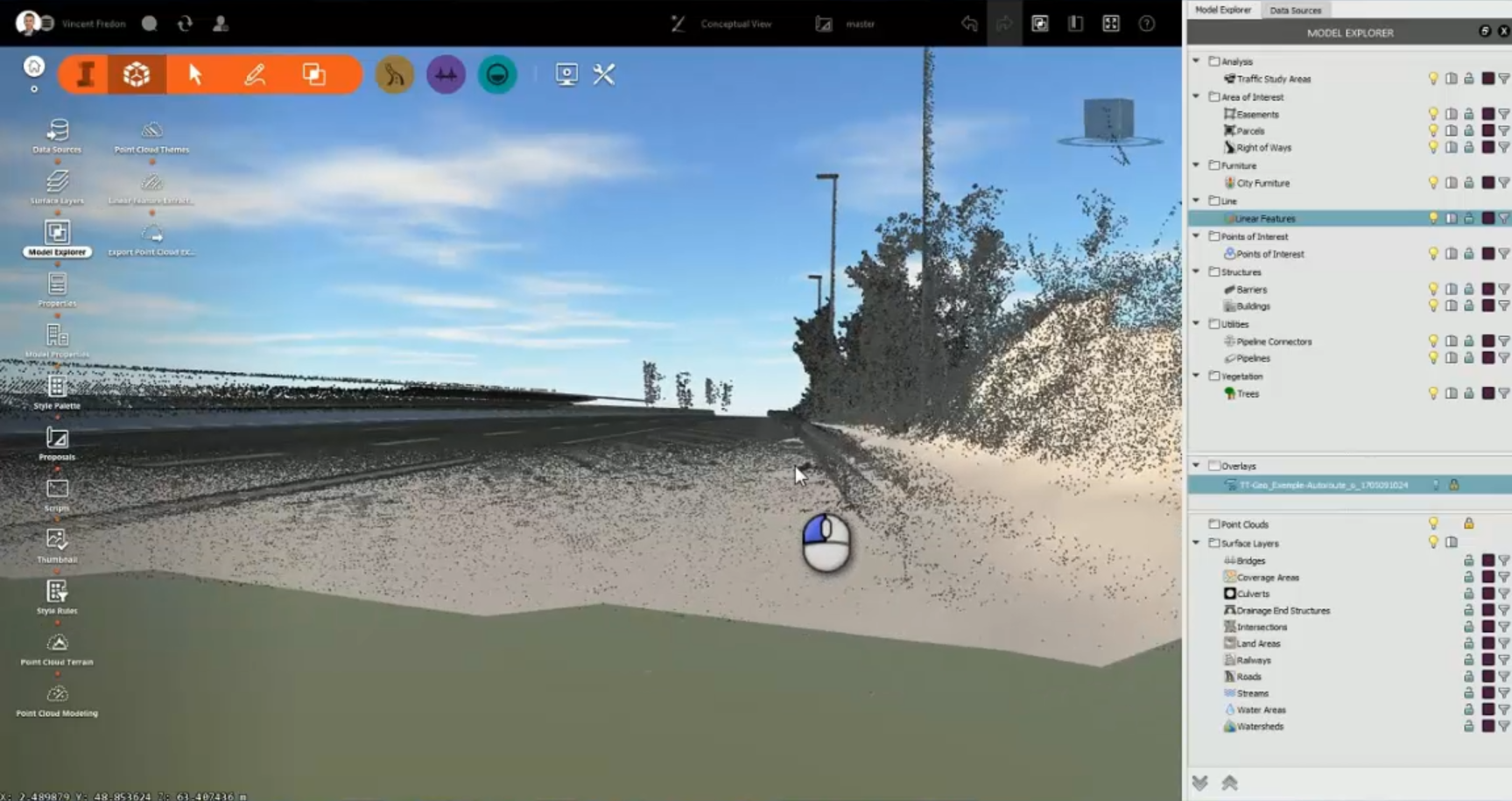 Extract linear features from reality capture