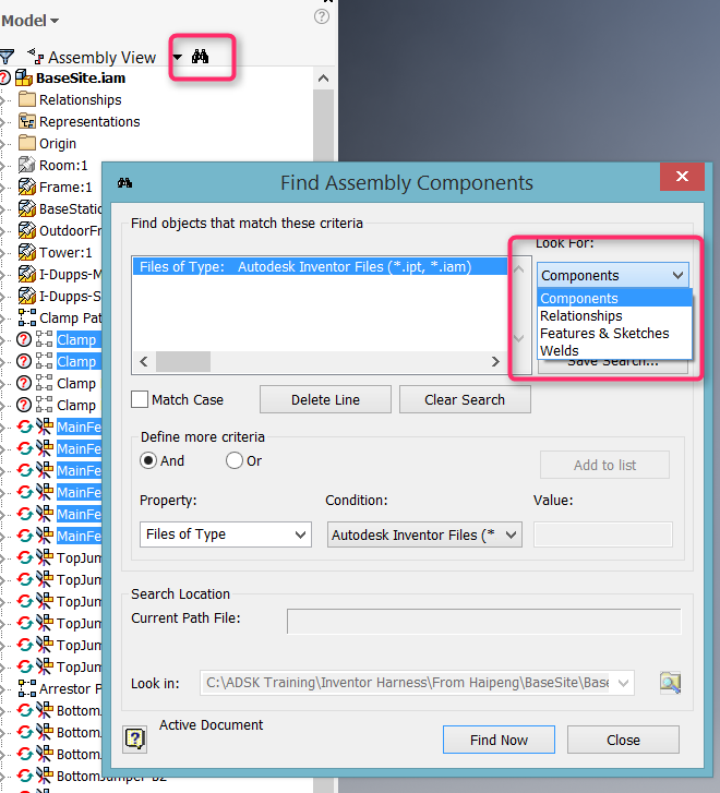 Find part in large assembly efficiently to resolve bad geometries or ...