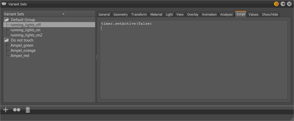 Implementing a running light effect in a Vred Scene