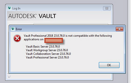 Vault is not compatible with Data Management Server
