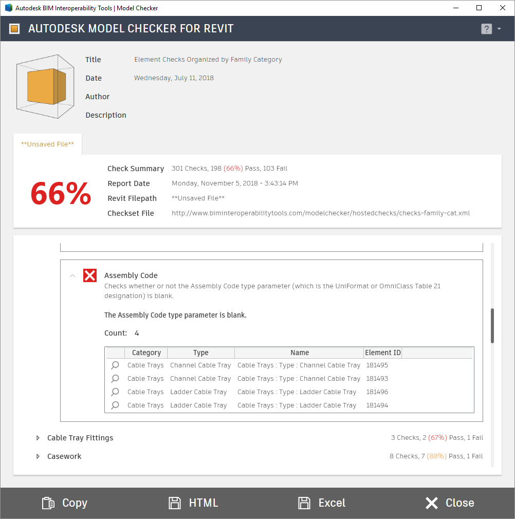 Model Checker for Revit - Run Check and View Report