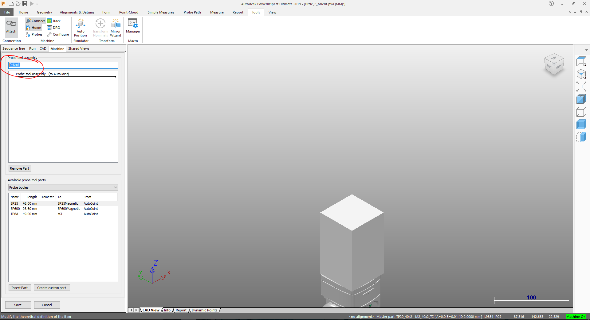 Creating and calibration of a probe using PowerInspect Ultimate for a ...