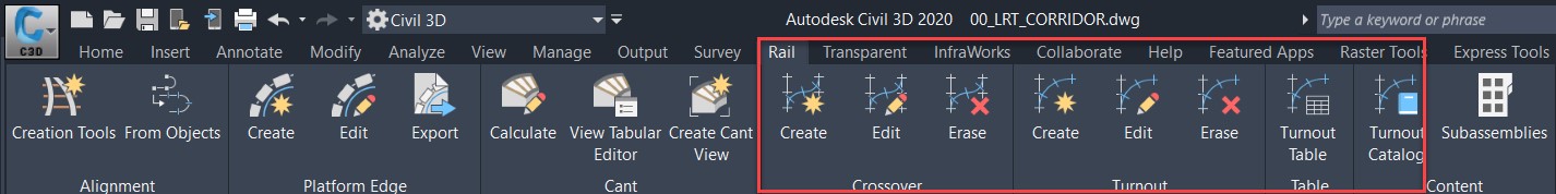 Use Civil 3D to design rail alignments