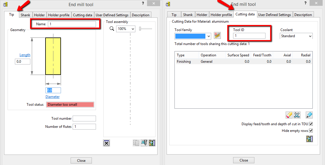 Difference between 'Tool name' and 'Tool ID' in PowerMILL