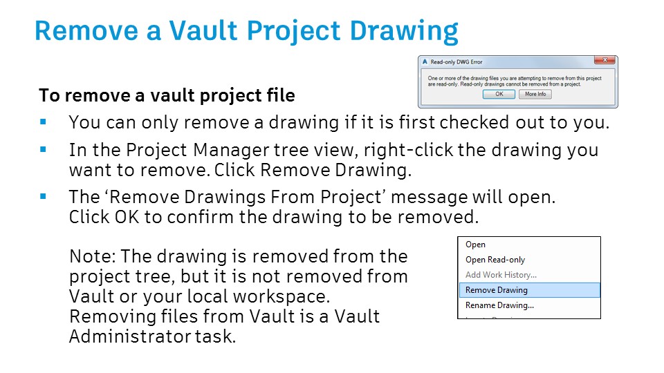 Plant-Vault User Task 5 - Remove a Plant-Vault Project Drawing