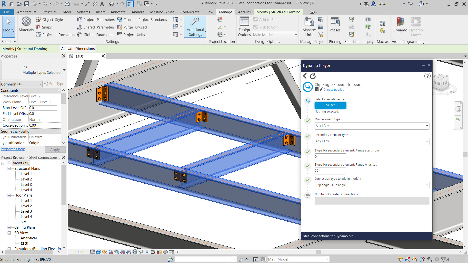 Use Steel Connections for Dynamo to speed up steel connection modeling in Revit