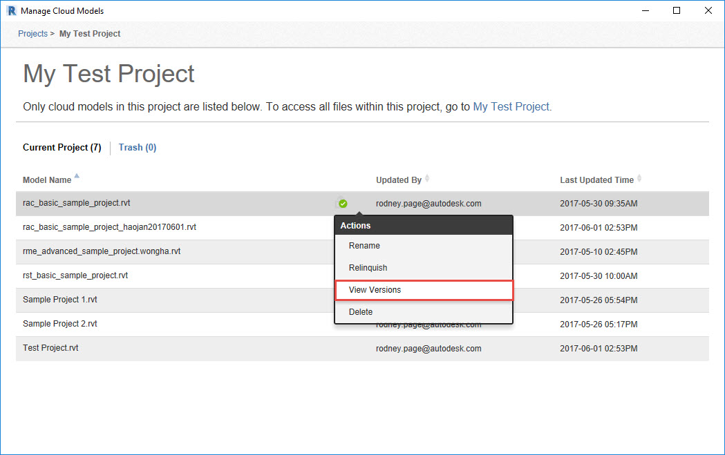 Downloading 'previous version' of Collaboration for Revit model without ...