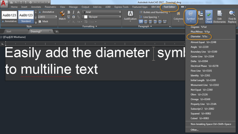 How to Type the Diameter Symbol in AutoCAD | AutoCAD Blog