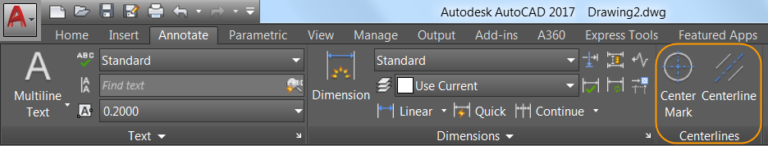 New in AutoCAD 2017: Centerlines & Center Marks
