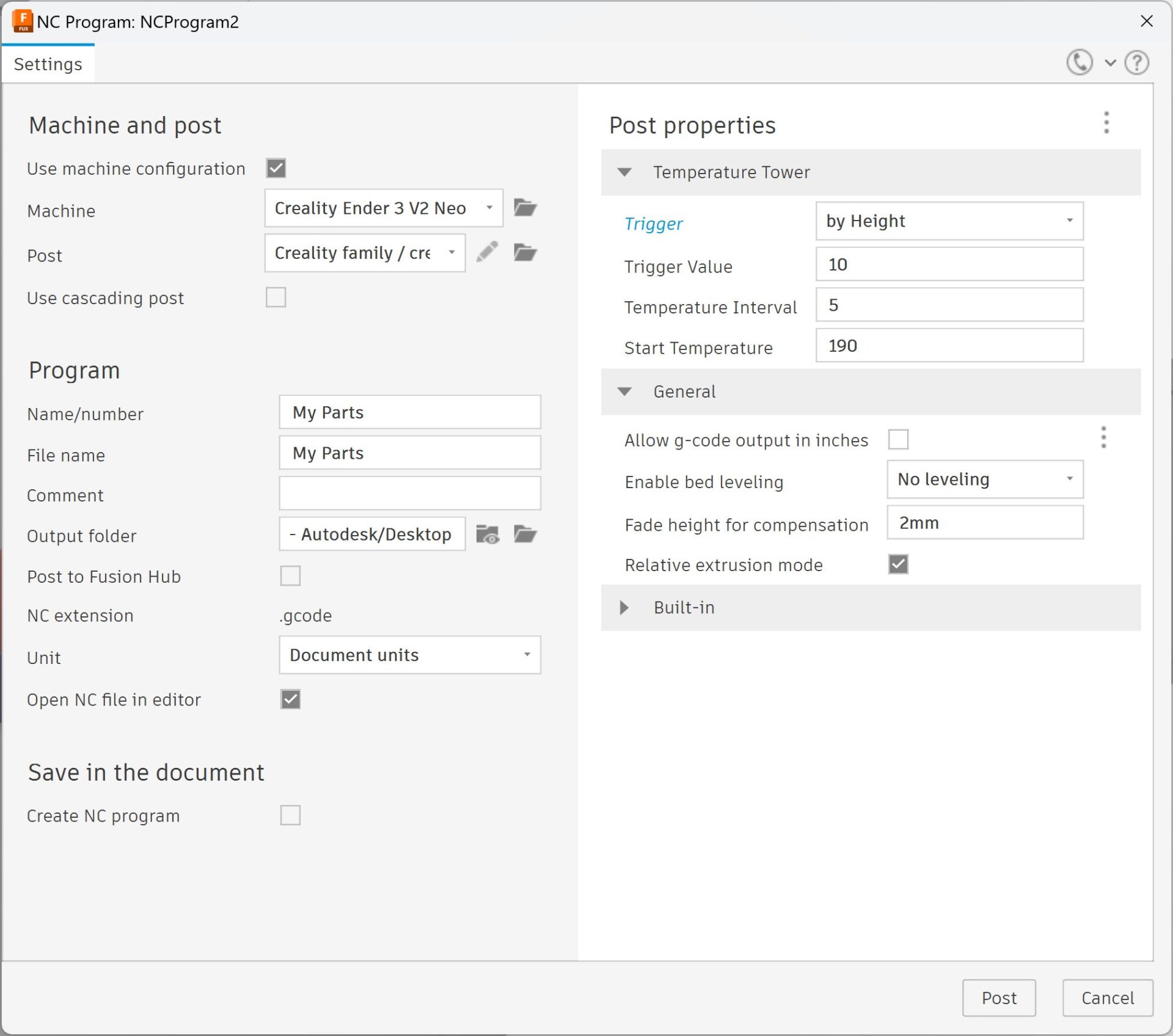 Post Processing for FFF Printers in Autodesk Fusion-